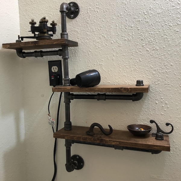 Industrial Rustic Urban Pipe Wall 3 Tiers Wooden Shelves (pick Your Own ...