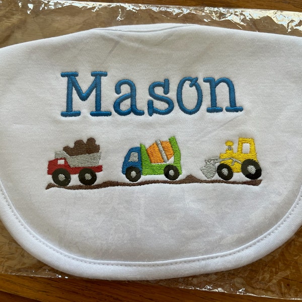 Boy Construction Bib / Personalized Boy Bib / Dump Truck Bib / Baby ...