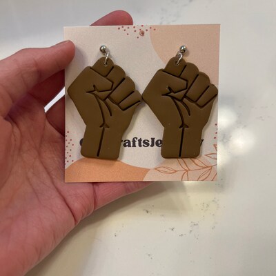 Raised Fist Cutter With Embosser With Handle Black Power Stamp With ...