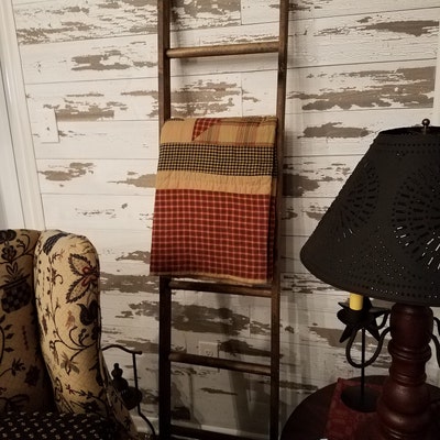 Walnut Stained Rustic Ladder, 6' Rustic Ladder, Farmhouse Quilt Ladder ...