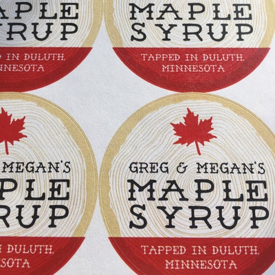 Custom Cross Cut Wood Maple Syrup Labels, Retro Woodgrain Maple Syrup ...