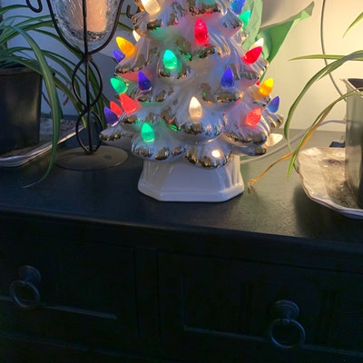 Small Ceramic Christmas Tree Base Base With Bulb Installed Green Base ...