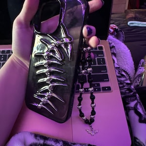 Amethyst Ankh and Coffin Beaded Goth Mobile Cell Phone Charm Accessory ...