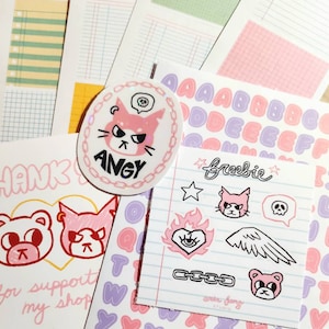 Angry Emo Cat Sticker Holographic Cat Sticker, Waterproof, Cute Cat ...