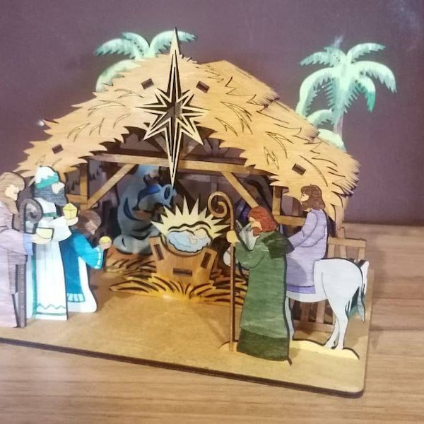 Nativity Scene Miniatures Laser Cut Svg File Glowforge Nativity ...