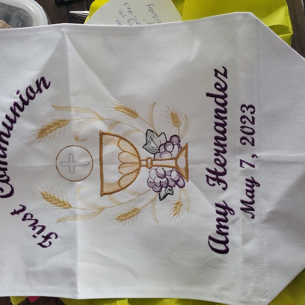 Personalized Chalice With Grapes and Wheat First Communion Banner - Etsy