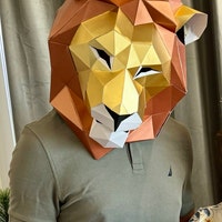 Lion Mask Papercraft PDF Template, DIY Low Poly Mask, Lion King, Lion ...