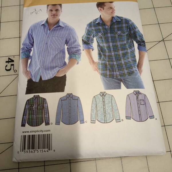 Men's Shirt With Fabric Variations - Simplicity Sewing Pattern 1544 - Etsy