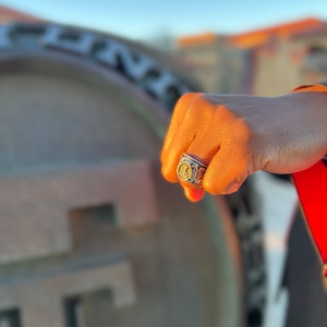 University Graduation Ring, Class Band College Ring, Personalized ...