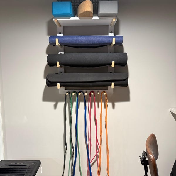 Fully Adjustable Yoga Mat Holder Shelf Home Gym Wall Organizer; Home ...