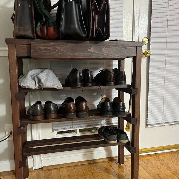 Shoe Rack and Table With Stain, Trim, and Polyeurethane - Etsy