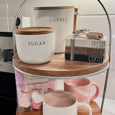 Coffee Mini Wood Book Stack With Scoop/ Coffee Bar/ Tier Tray Decor ...