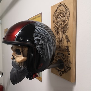 Custom Designed Bearded Skull Motorcycle Helmet Rack - Etsy