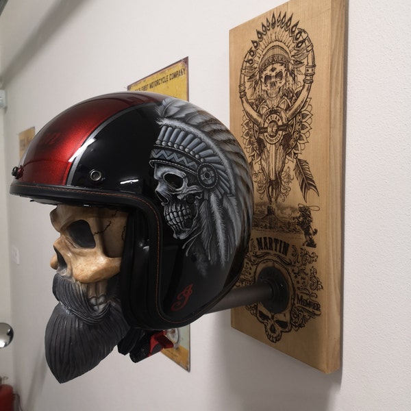 Custom Designed Bearded Skull Motorcycle Helmet Rack - Etsy