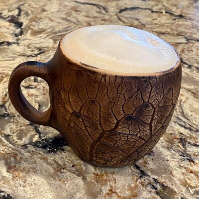 Handmade Ceramic Mug Pottery Mug With Leaf Impressions, Unique Leaf Mug ...