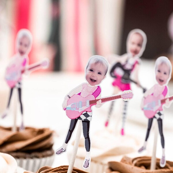 Rockstar Photo Toppers, Rock'n Roll Cupcake Toppers, Rock Cupcake ...