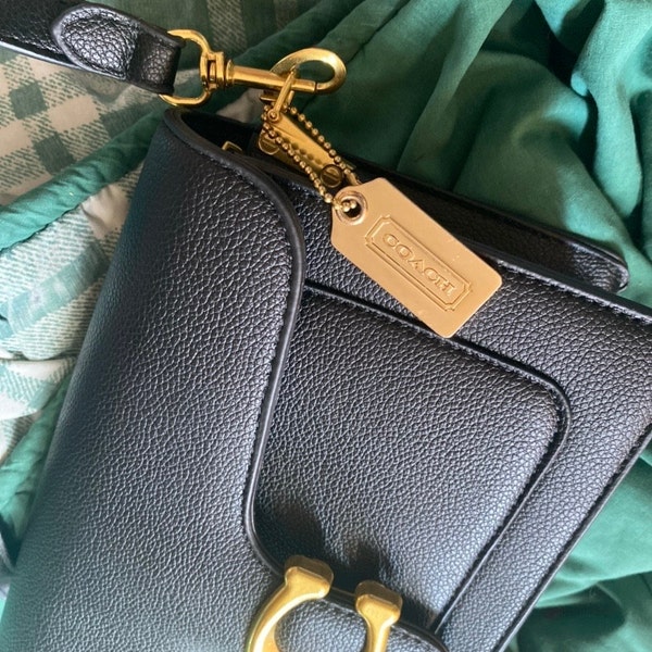 2" Medium COACH Pink Leather Antique Brass Fob Bag Charm Keychain Hang ...