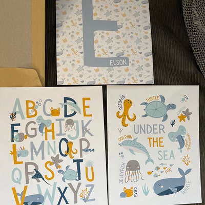 Personalised Initial Print Initial Print Kids Room, Baby Initial Print ...