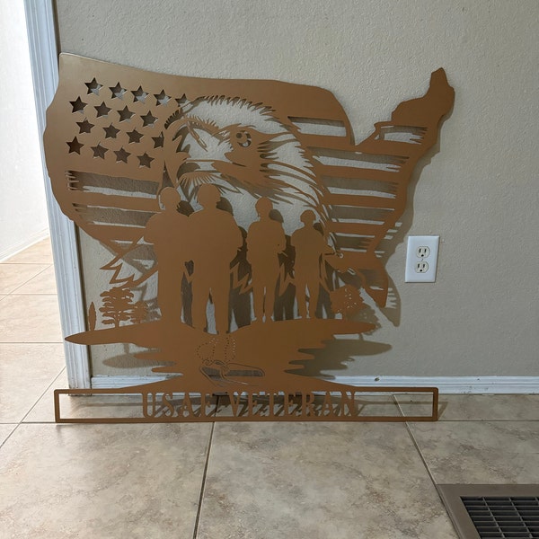 Personalized Patriotic US Military Metal Sign. Military Eagle Metal ...