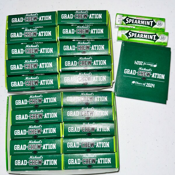 Grad-chew-ation | Graduation Party Favor | Custom Gum Wrapper ...