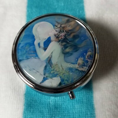 Mermaid Pill Box Case Pillbox Holder Trinket Pearl Art Deco - Etsy