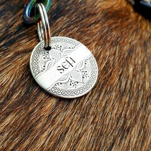 Personalized Pet Tag Elven Scrollwork With Celtic Border Custom Dog Cat ...