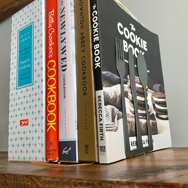 Fork Knife Spoon Kitchen Cookbook Bookend | Kitchen Bookend Cookbook ...