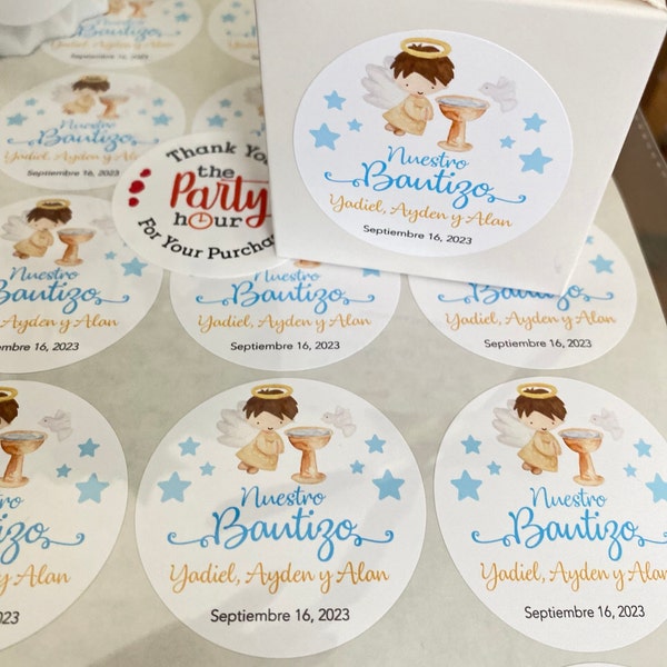 Baptism Stickers Boys for Favors, Printed Stickers Spanish or English ...