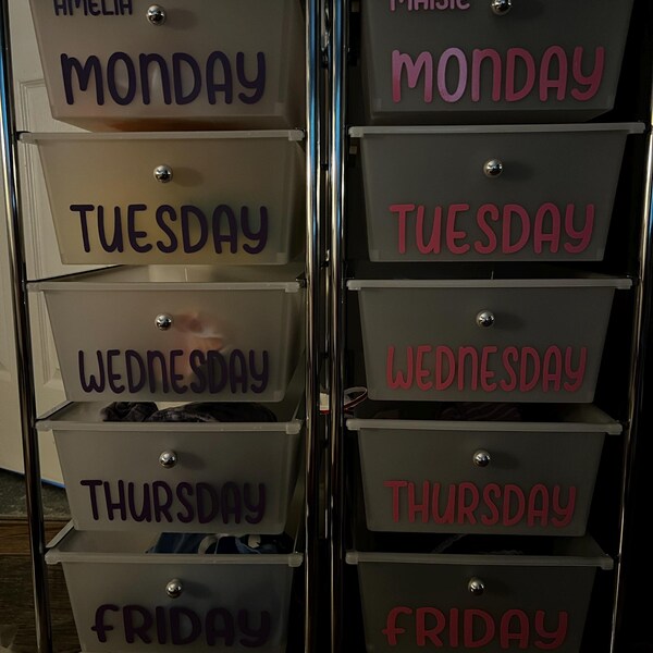 Days of the Week Decals, Days of the Week Stickers, Weekday Decals ...