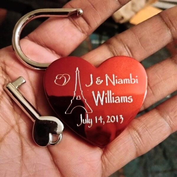 Engraved Lock Paris // Love Padlock Paris // Custom Lock Paris // Heart ...