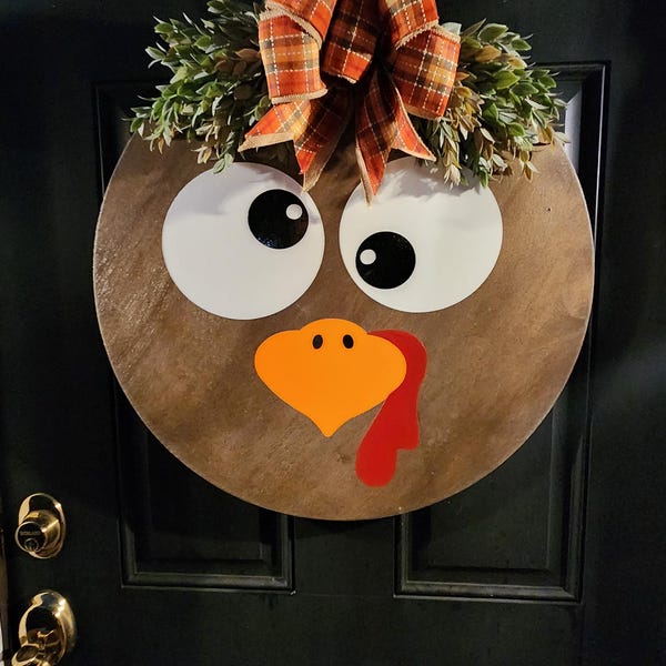 Thanksgiving Front Door Decor | Gobble | Turkey Front Door Wreath ...