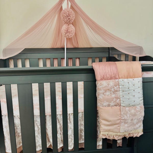 Crib Canopy for Nursery With Stand, Kids Hanging Tent for Nursery, Bed ...