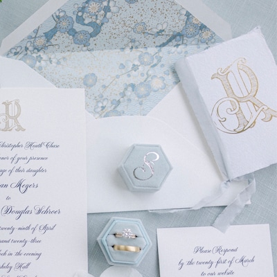 Velvet Ring Box Royal Blue Color Hexagon Shape Double or - Etsy