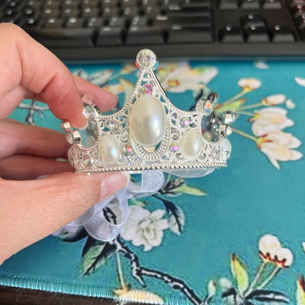 Pet Tiara Crown: Silver Pearl Crystal Cat Dog Necklace - Etsy