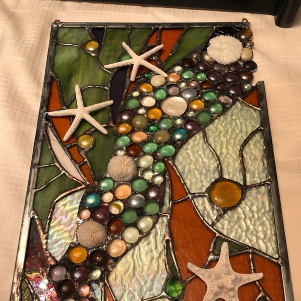 Stained Glass Abstract Transom Window Suncatcher Panel Valance 19x19 - Etsy