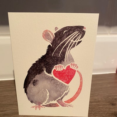 PET FANCY RAT Note Cards / Hooded Topear Ratty With Heart / Gifts ...