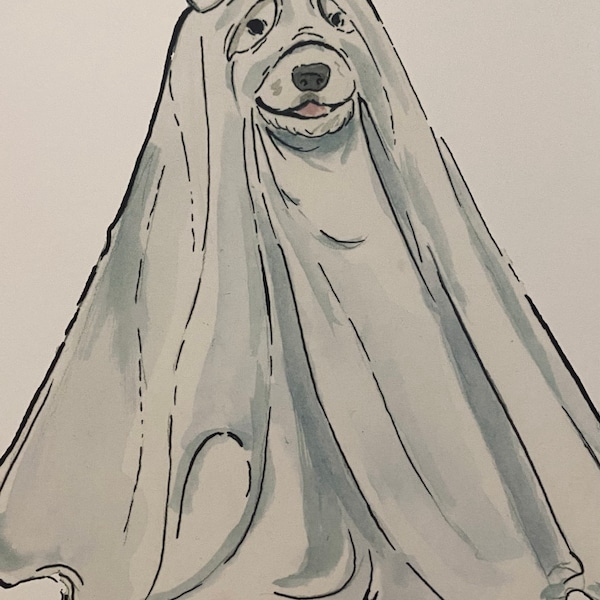 Spooky Ghost Dog Print - Etsy