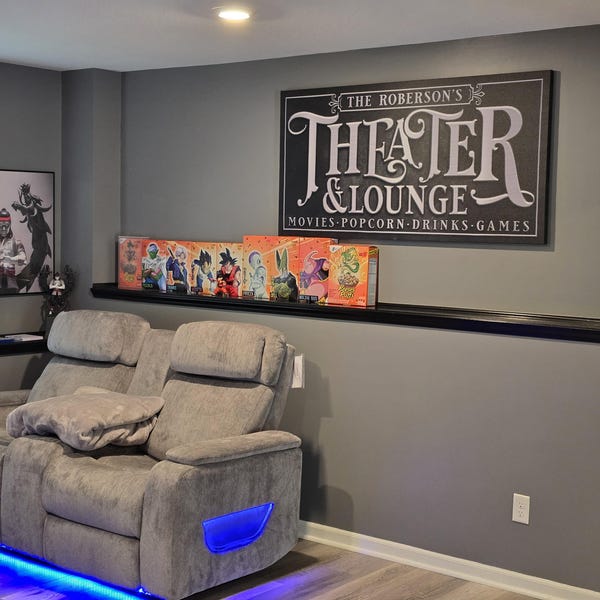 Personalized Theater & Lounge Large Rustic Wall Art Movie TV Room Sign ...