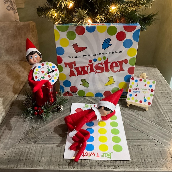 Printable Elf Twist-er Game Night: Christmas Elf Mini Scene (PDF ...
