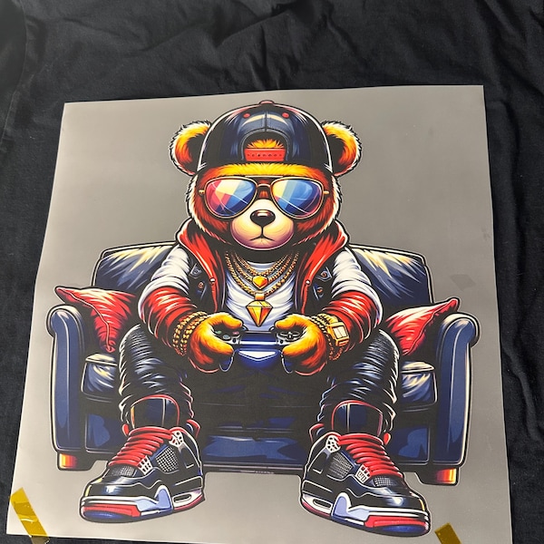 Graffiti Gamer Teddy Bear DTF Transfer: Urban Hip Hop Iron-on Decal - Etsy