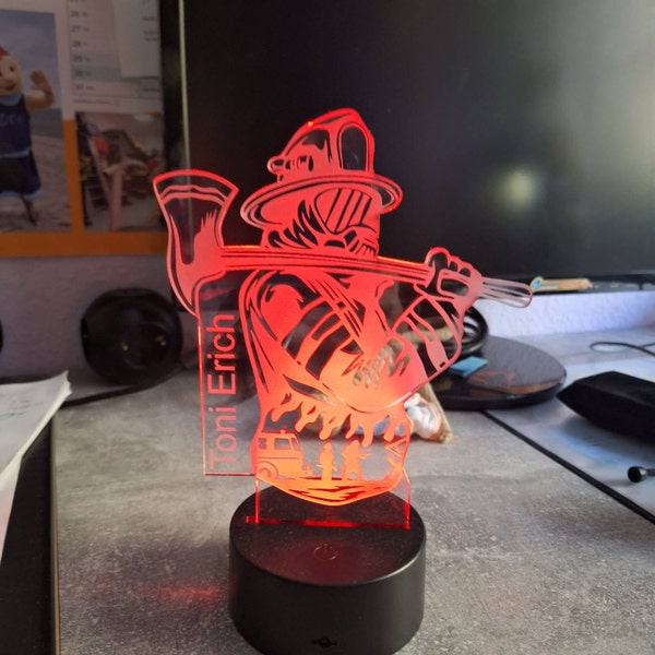 Personalized Firefighter LED Table Lamp Ideal Gift for Firefighters or ...