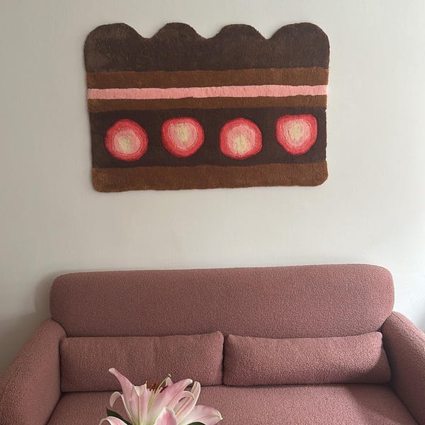 Handmade Strawberry Cake Rug, Tufted Rug, Home Decor, Gift for Her ...