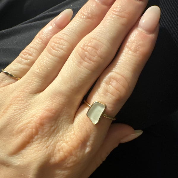 Gold Sea Glass Ring - Etsy