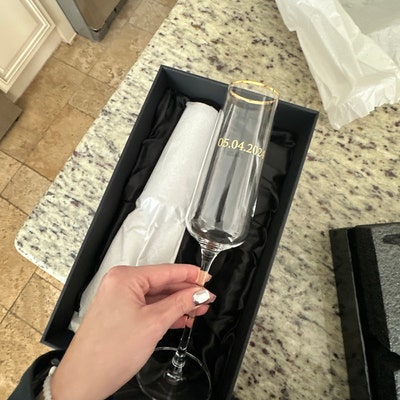 Personalized Wedding Toasting Flutes Set of TWO, Custom Engraved Vina ...