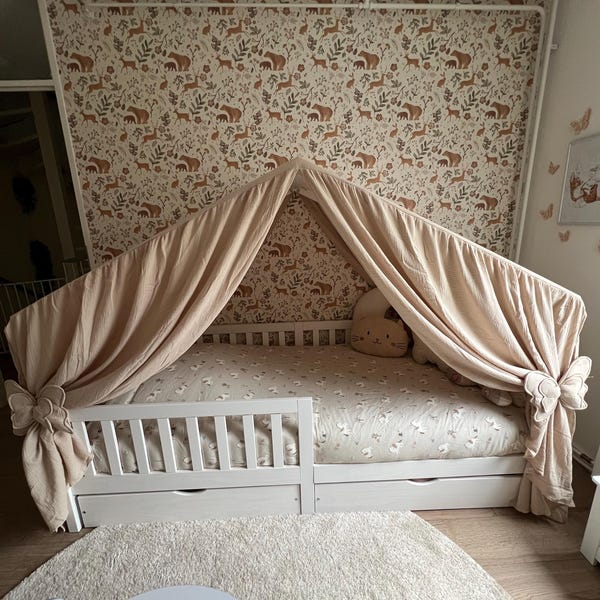 Muslin Canopy Toddler Bed Canopy Playroom Decor Reading Nook Canopy ...
