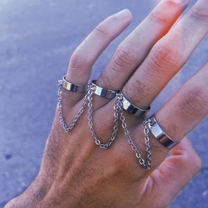 Four Finger Chain Rings Adjustable Chain Linked Cuff Rings - Etsy