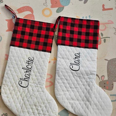 Personalized Christmas Stockings, Beige Christmas Stockings, Block ...
