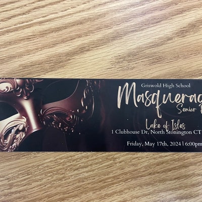 Blue Gold Extravagant Masquerade Ball Prom Ticket Template, Masquerade ...