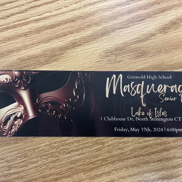 Maroon Elegant Masquerade Prom Ticket Template, Masquerade Party ...