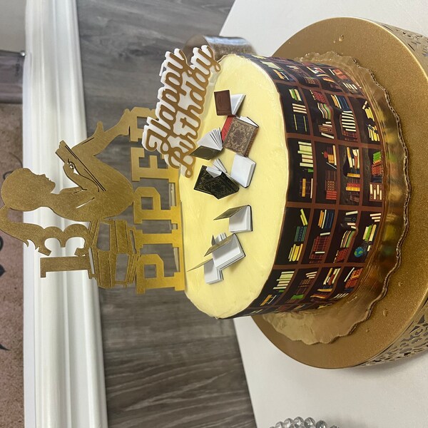 Reading Cake Topper, Book Cake Topper, Reading Book Topper ...